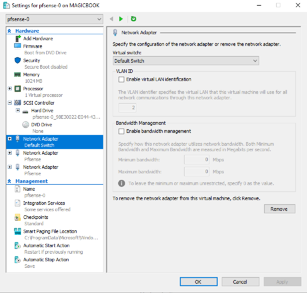 Hyper-V VLAN Trunking for Pfsense